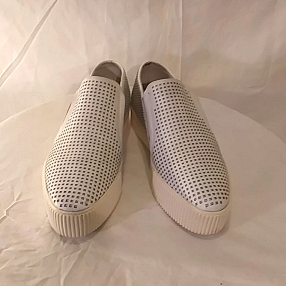 Ash Off White Leather Perforated Platform Loafer - Gem